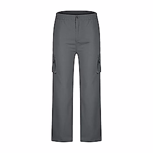 GATXVG Trousers for Women Fashion High Waisted Cargo Pants Wide Leg Casual Hiking Pants Combat Military Trouser with Pockets Dark Gray
