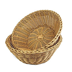 KOVOT Poly-Wicker Round Baskets Set of 2-10.5"D x 4"H Woven Polypropylene