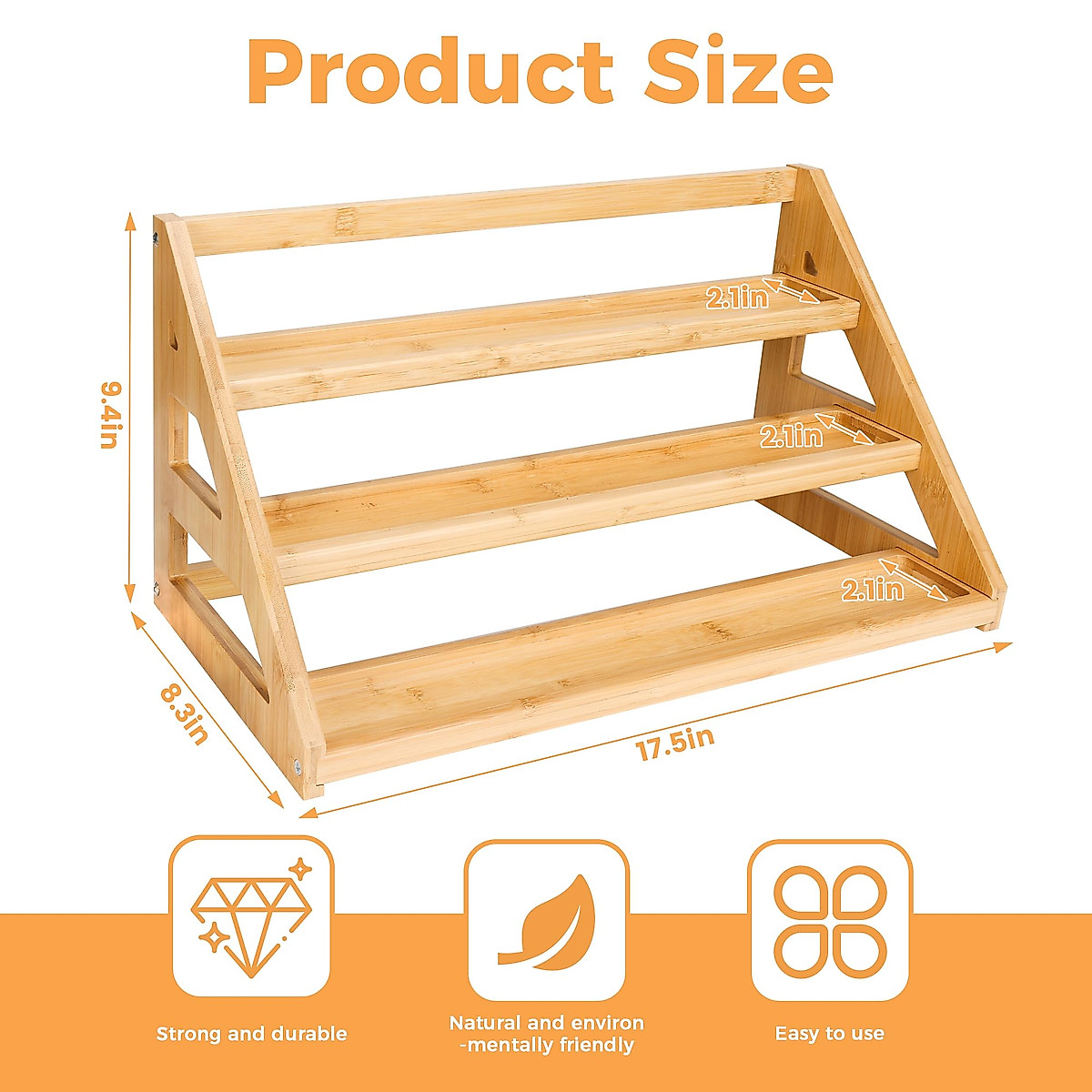 MNADSFKJ Bamboo Tiered Spice Rack for Countertop Spice Organizer for Pantry Spice Shelf Organizer for Cabinet Spices Rack