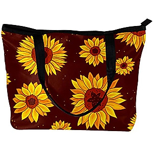Women's Large Size Canvas Shoulder Bag Hobo Crossbody Handbag Casual Tote, Sunflower Brown