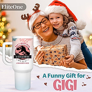 Gigi Tumbler Gift for Gigi For Mother's Day from Grandkids Gigis Gifts from Granddaughter Grandson - 40oz Funny Tumbler Dinosaur Cup -Unique Birthday Baby Christmas gifts for Gigis