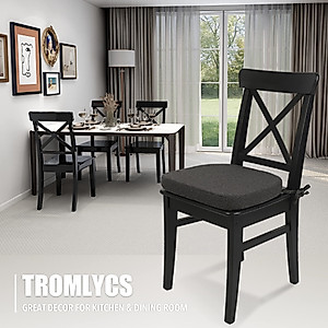 Tromlycs Kitchen Chair Cushions for Dining Pads Set of 4 Room Seat Indoor U Shaped Non Slip with Ties 17 x 16 Inch Black Gray
