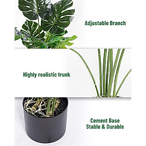 FLOWORLD Artificial Monstera Plant 4FT Tall Fake Swiss Cheese Potted Faux Tropical Floor Plants Indoor Decorative House Palm Trees for Home Office Living Room Decor