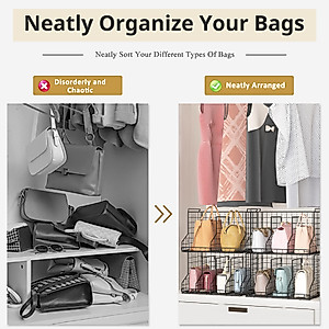 Sonyabecca Purse Storage Organizer for Closet:Adjustable Dividers Handbag Organizer,Stackable Wire Handbags Storage Baskets-Small and Medium-Sized Wallets Tote Chain Bags Clutches