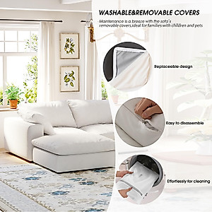 Cloud Modular Sectional Sofa,Large Down Filled Comfort V Shaped Sofa Couch for Living Room,Minimalist Wide Deep Seat Convertible Couches for Office Apartment,4 Seater and 1 Corner,White