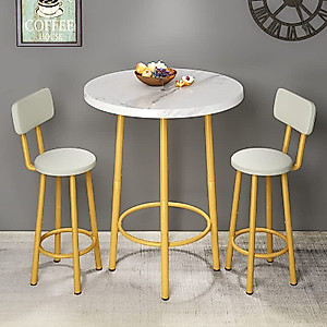 AWQM Round Table Sets, White & Gold