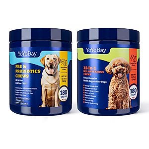 Dog Probiotics for Gut, Immune & Skin Health + Dog Multivitamin Chewable Supplement for Immune & Energy Boost, Joint Support - 180 Soft Chews