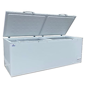 Commercial Freezer Chest freezer 35 cuft, 90 inches Long, ice cream freezer large capacity, NSF certified, White Solid 2 door w Storage Baskets BD-1050