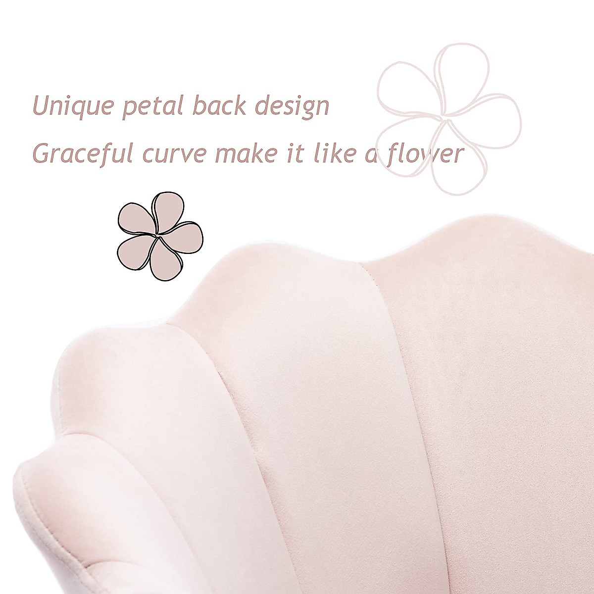 CIMOTA Desk Chair Velvet Task Chair Home Office Chair Adjustable Swivel Rolling Vanity Chair with Wheels for Adults Teens Bedroom Study Room, Light Pink