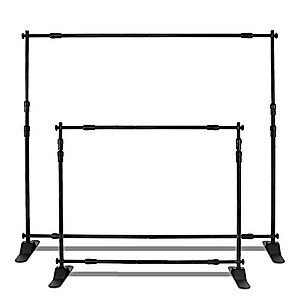 Photo Backdrop Stand - Heavy Duty Banner Holder Adjustable Photography Poster Stand - Height Up to 8x8 ft Back Drop Stand for Trade Show, Photo Booth, Parties, Wedding, Birthday, Photoshoot Background