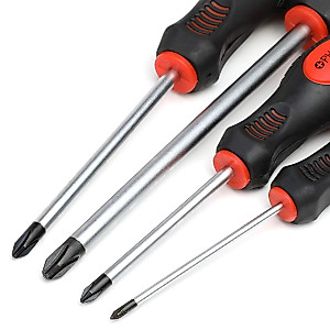 DNA Motoring TOOLS-00079 10 PCs Chromoly Steel Non-Slip Handle Grip Flat/Cross Screwdriver Set Tool Set