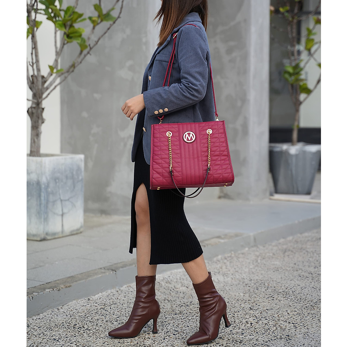 MKF Collection Shoulder Bag for Women, Vegan Leather Fashion Tote Handbag Messenger Purse