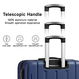 Strenforce Luggage Sets 3 Piece ABS Clearance Luggage Lightweight Suitcase Sets with Spinner Wheels TSA Lock,Dark Blue,3 Piece Set (20/24/28)