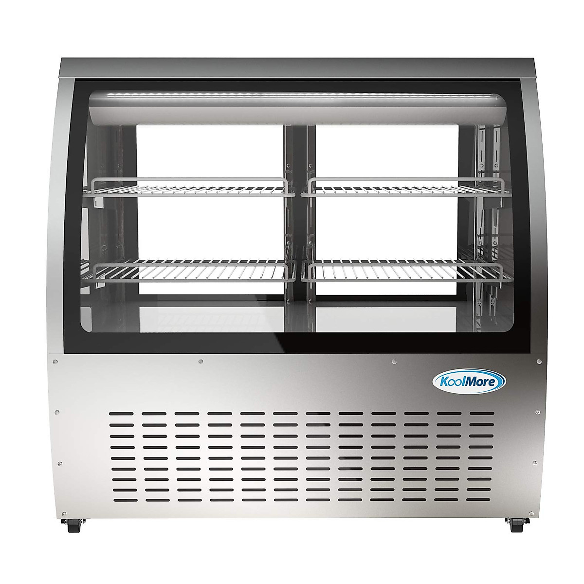 KoolMore 47" Deli Case and Meat Display Stainless-Steel Refrigerator for Commercial Use, Multi-Tiered Shelves, Curved Glass Front, LED Lighting and Rolling Caster Wheels - 18 cu.ft, RD18C-SS