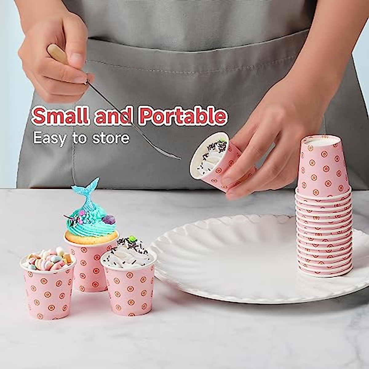 600 Pack 3 oz Disposable Paper Cups - Small Bathroom, Mouthwash & Mini Espresso Cups - Mixed Colors for Party, Picnic, BBQ, Travel & Home Events