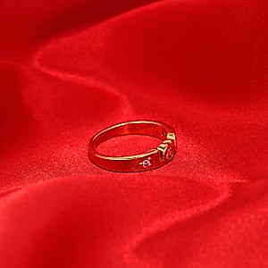 LIFETIME JEWELRY 3-Stone Cubic Zirconia Love Ring for Women 24k Real Gold Plated (9)