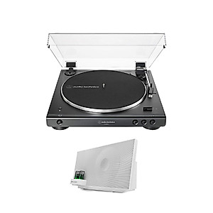 Audio-Technica AT-LP60XBT-BK Fully Automatic Bluetooth Belt-Drive Turntable Bundle with Hyperion Vacuum Tube Bluetooth 5.0 Speaker System (2 Items)