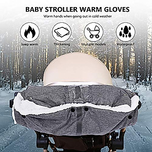 Kisangel Stroller Hand Winter Warmer Gloves Stroller Jogger Plush Warm Gloves Windproof Pram Handlebar Cover Mitten Bunting Bag for Buggy Pushchair Pram