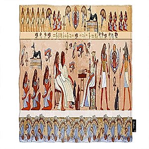 Beabes Ancient Egypt Scene Warm Throw Blanket Grunge Egyptian Gods and Pharaohs Mythology History Design Throw Blanket for Bedroom Sofa Couch Car Deck Chair Soft Flannel Fleece Adults 60x80 Inch