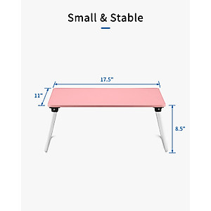 Ruxury Folding Lap Desk Laptop Stand Bed Desk Table Tray, Breakfast Serving Tray, Portable & Lightweight Mini Table for Sofa Couch Floor - Pink