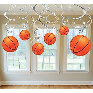 36Ct Basketball Hanging Swirl Decorations - Basketball Themed Party Supplies Hanging Party Decorations, Boy Birthday Party Decorations