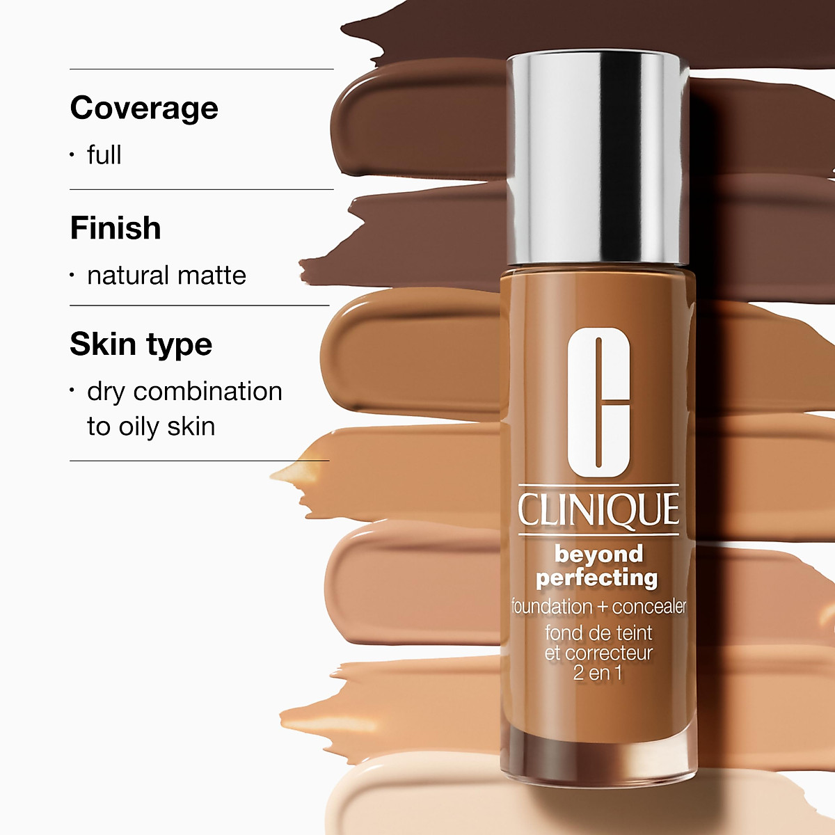 Clinique Beyond Perfecting Liquid Lightweight Full Coverage Foundation + Concealer For Dry Combination to Oily Skin Types, Buttermilk, 1 Fl Oz