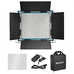 Neewer Metal Bi-Color LED Video Light for Studio, YouTube, Product Photography, Video Shooting, Durable Metal Frame, Dimmable 660 Beads, with U Bracket and Barndoor, 3200-5600K, CRI 96+ (Blue)