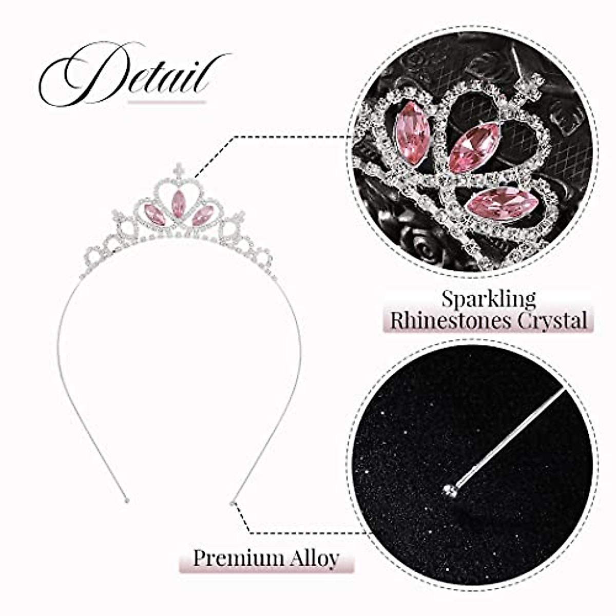 Brishow Rhinestone Girls Tiara and Crown Silver Crystal Princess Crowns Birthday Party Headband Tiaras (Pink)