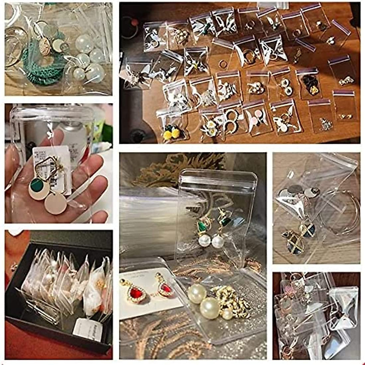 10 Pcs Clear Jewelry Zipper Bags, Clear PVC Self Seal Plastic Zipper Bags, Anti Tarnish and Anti Oxidizing Jewelry Self Seal Bags, Self Sealing Storage Bags for Necklace, Ring, Earring, Pills, Screws