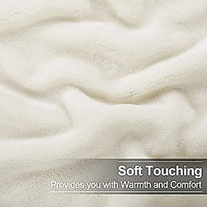 Soft California King Blanket Warm Fuzzy Microplush Lightweight Thermal Fleece Blankets for Couch Bed Sofa,102X108Inch,Ivory