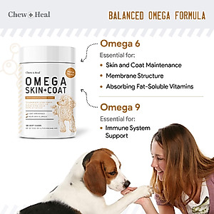 Dog Calming Treats and Salmon Oil Omega Treats for Skin and Coat -Anxiety and Stress Relief Supplement Thiamine and L-Tryptophan for Travel, Storms, Fireworks -Essential Fatty Acids, Omega 3, 6, and 9