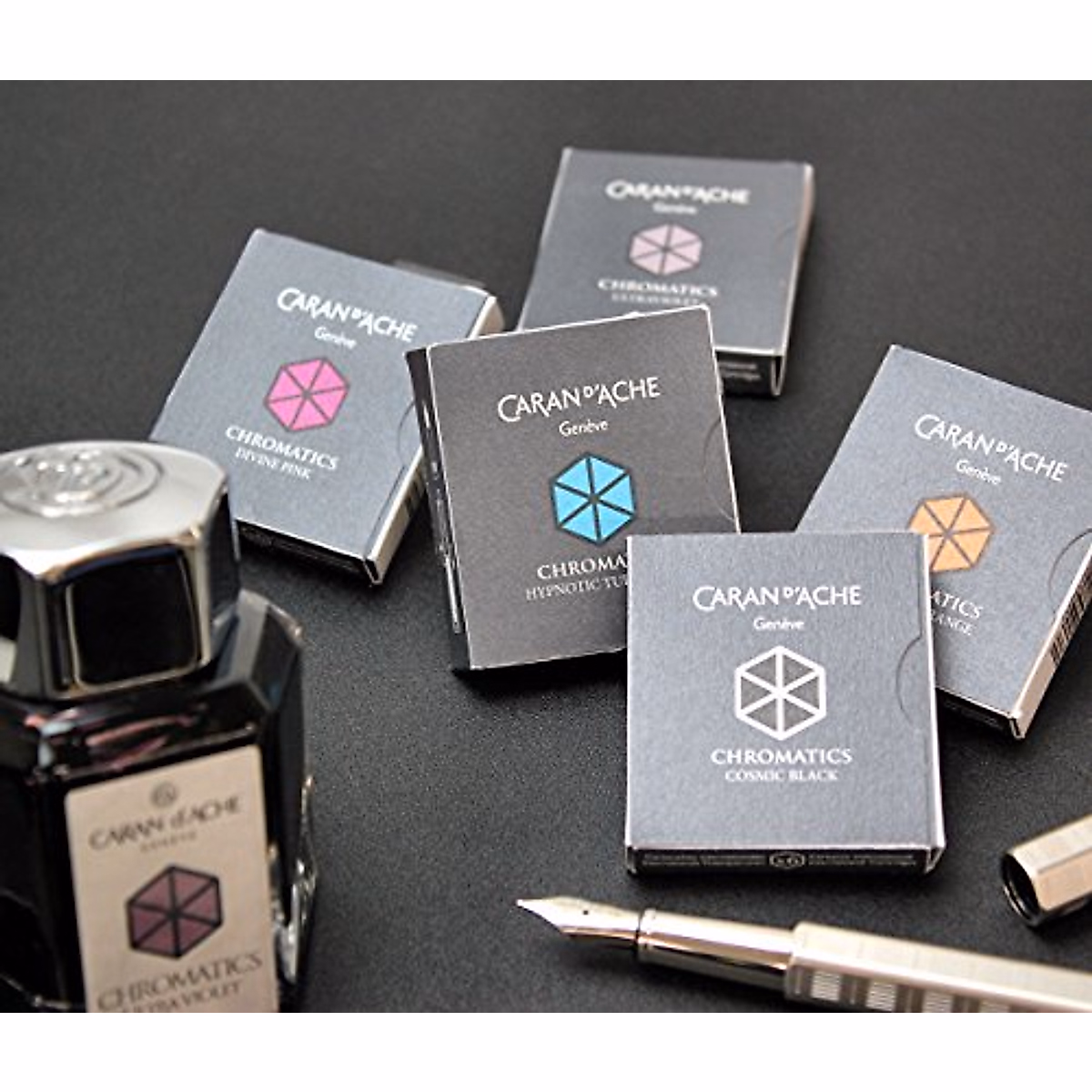 Caran d'Ache 8021-009 Cartridge Ink, Cosmic Black, Genuine Import