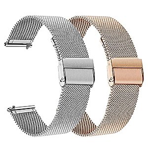 FoundEast Wrist Strap Intended for Cuszwee 1.85'' Smart Watch Band, Replacement Metal WristBand for Cuszwee 1.85'' Smartwatch Stainless Steel Bracelet Adjustable Loop (Silver+Rose Gold)