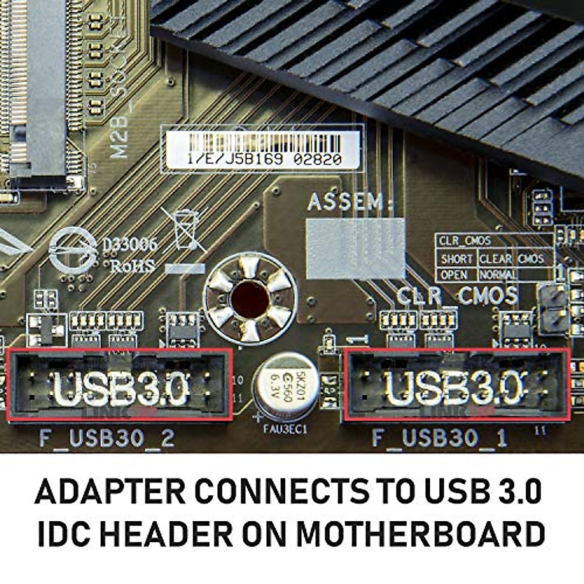 LINKUP - [Active Chip] USB 3.0 (3.2 Gen 1) Internal IDC 20 Pin Motherboard Header to A-Key (Type-E) 20 Pin Female Converter for Type C Panel Mount Adapter