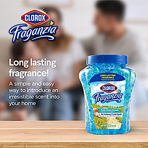 Clorox Fraganzia Air Freshener Crystal Beads Double Pack, Fresh Ocean Breeze, Lavender w/Eucalyptus 12oz Jars | Vented Jar Air Scent Beads for Homes, Bathrooms, Closets, or Office