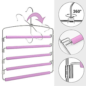 Ismosm 2 Pack Pants Hangers Closet Storage Organizer Non-Slip Space-Saving Hangers for Pants, Slacks, Jeans, Scarves, Shawls, Neckties