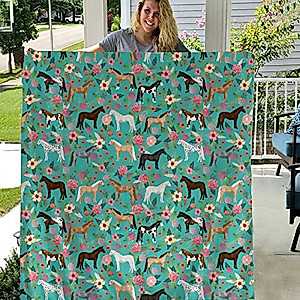 Flannel Fleece Plush Throw Blanket,Horses Floral Horse Breeds Farm Animal Pets Flowers Pattern Throw for Recliner, Air Conditioning Blanket 50x40 inch