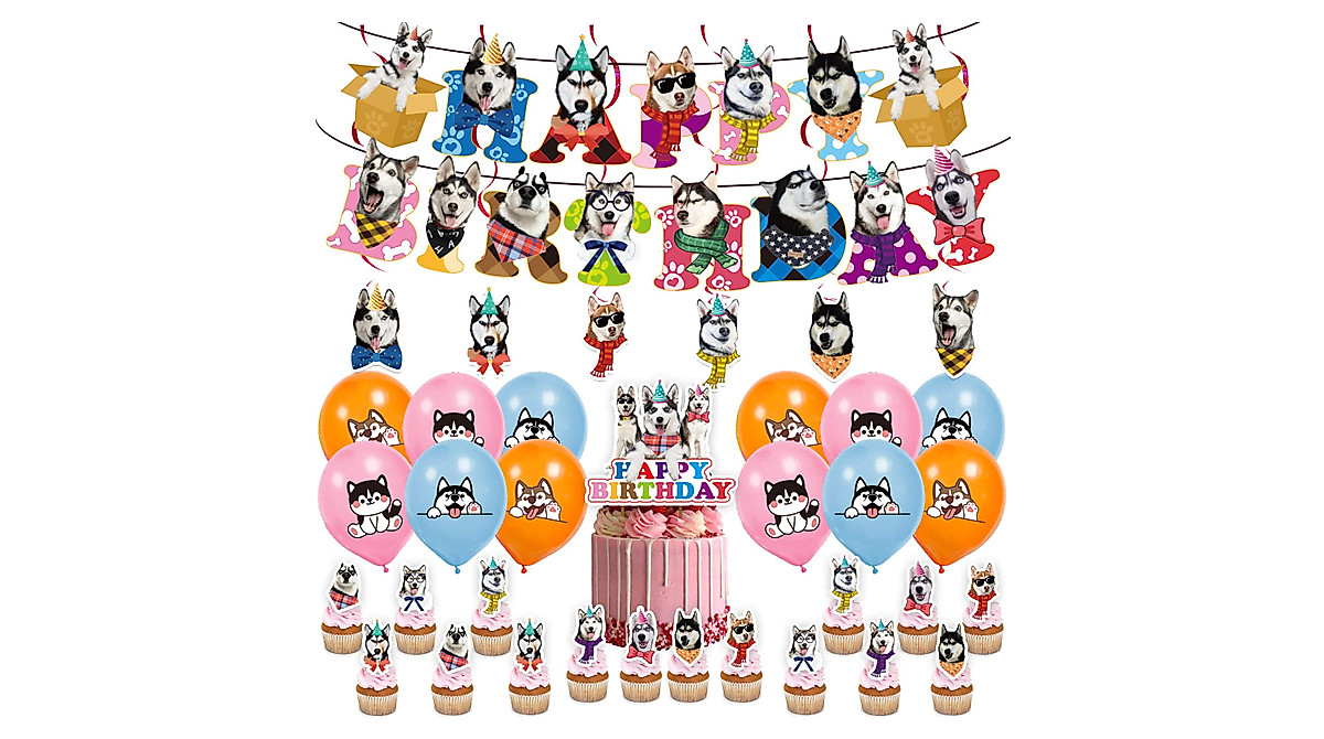 ADIANZI Siberian Husky Party Decorations Suit Funny Husky Theme ...