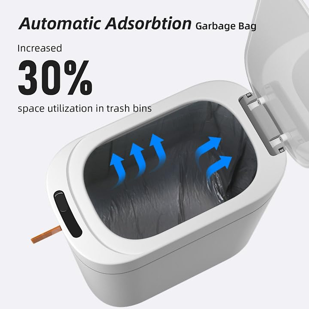 MOPALL Rechargeable Bathroom Trash Can,Motion Sensor Trash Can Automatic Touchless,White 3.5 Gallon Smart Garbage Can with Lid,Auto-Adsorption Slim Small Waste Basket for Bedroom,Bathroom,Kitchen