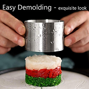 9Pack 3.15‘’ Food Rings Molds with 3 Inch Cake Collars Stainless Steel Cake Rings Round & Square Cooking Rings Mould with Pressers, Transparent Acetate Sheet Cake Rolls for Baking Pastry, Mousse Cakes