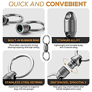 TIMULTI Quick Release Keychain,Titanium Detachable Pull Apart Key Chain,Quick Disconnect Swivel Connector Keychain Accessories with Key Ring