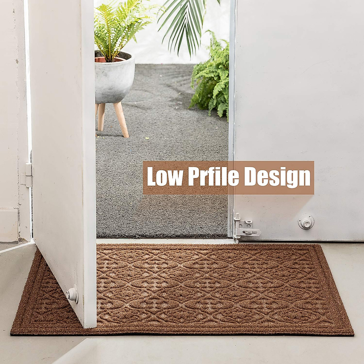 MAT 7-BANQUET Indoor Outdoor Door Mats 36" x 24", Waterproof All-Season WeatherMax Doormat, Heavier Durable Natural Rubber, Dry Out Easily, Non-Slip, Low Profile, Easy Clean Patio Entrance Mat, Brown