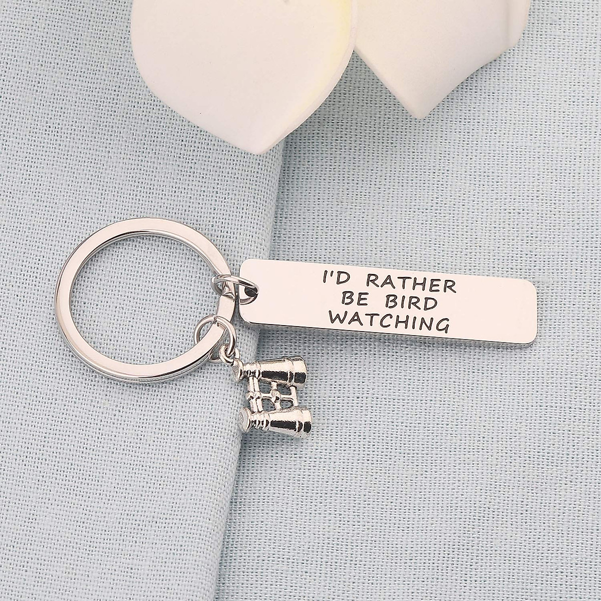 bobauna I'd Rather Be Bird Watching Keychain With Binoculars Charm Ornithology Gift For Ornithologist Bird Watcher (bird watching keychain)