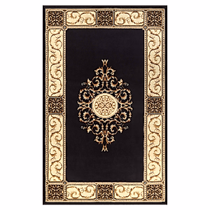 Superior Indoor Area Rug, Jute Backing, Plush Floral Rugs for Entryway, Living Room, Kitchen Floors, Bedroom, Office Floor Cover, Medallion Rugs, Elegant Medallion Collection, 4' x 6', Coffee