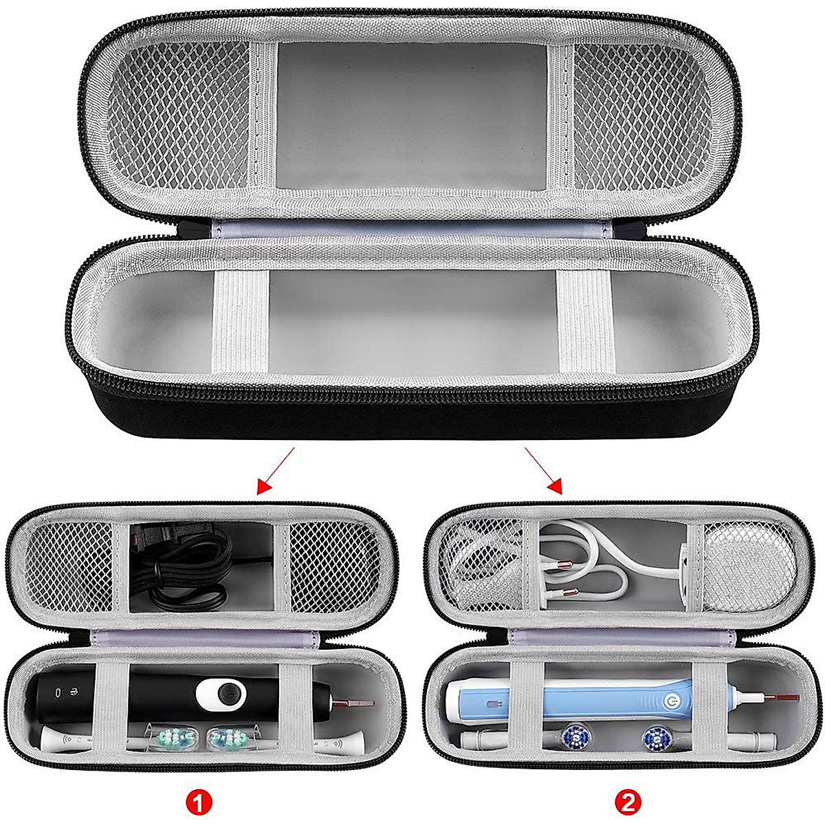 Toothbrush Travel Case Compatible with Oral-B Pro 1000 2000 3000 3500 5000 7500/ for Philips Sonicare ProtectiveClean 4100 6100 5100 6500 7500 Rechargeable Electric Toothbrush (Box Only) -Black