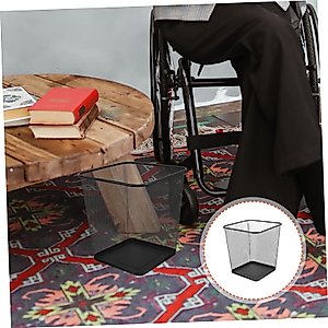 Cabilock Garbage Can Containers with Lids Garbage Container Bin Trashcan for Your Kitchen Basket Bins Lightweight Trash Garbage Bin Bedroom Mesh Trash Can Small Trash Can Bucket Black Iron