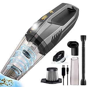 KOHUIJOO Cordless Handheld Vacuum Cleaner, Car Vacuum Cleaner Cordless, Dust Busters Cordless Rechargeable Small Portable Cordless USB Handheld Vacuum for Home and Car Cleaning with LED Light Gray