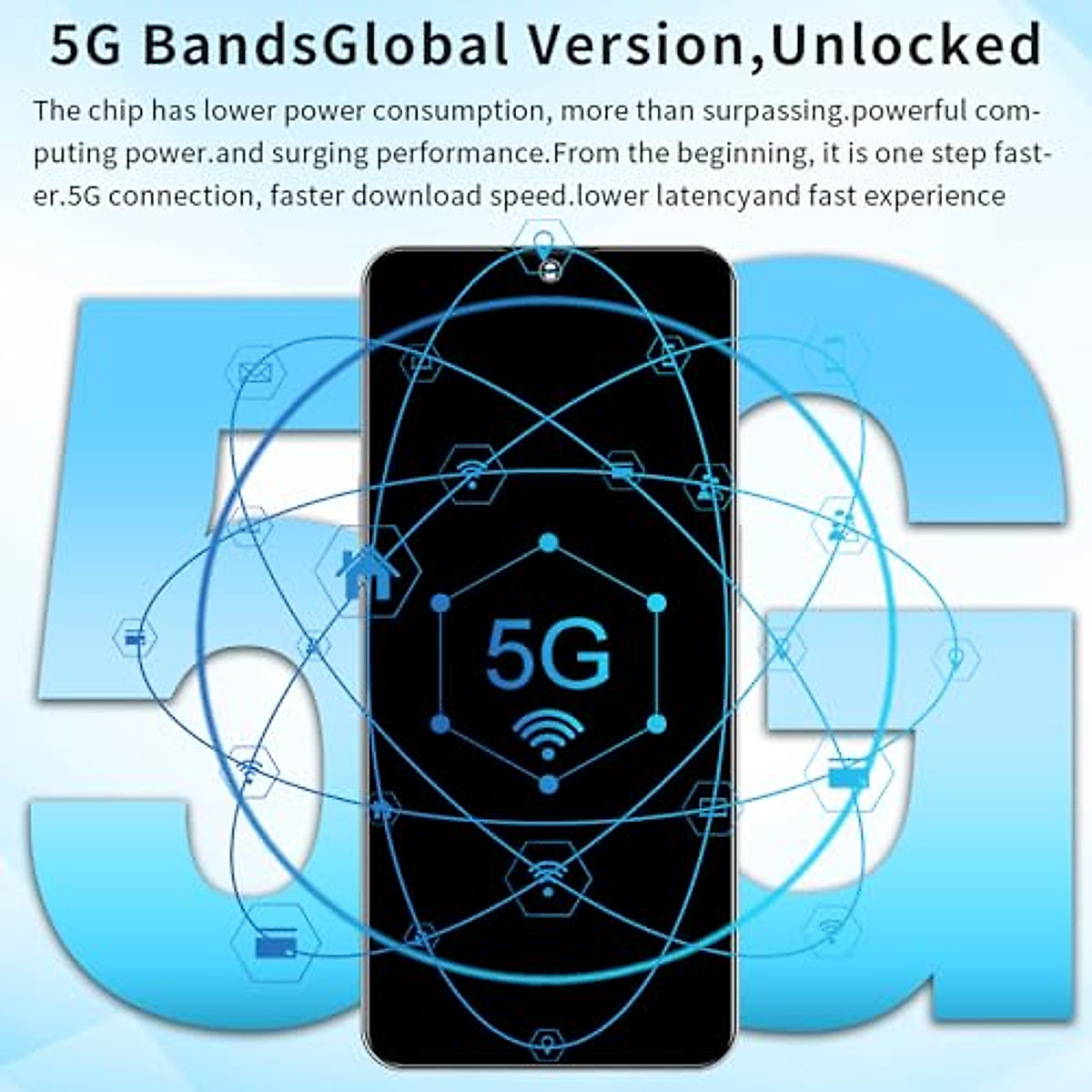 S30 Ultra Cellphones 5G Smartphone 6800mAh 8GB RAM 256GB ROM 7.0 in Face Unlock Cell Phone 50MP 108MP Mobile Phones Android Global Version,White-256GB