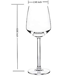 Classic14OZ Premium Quality Plastic Acrylic Stem Wine Glasses , Set of 6 -Clear, Dishwasher Safe, BPA Free (clear, 6)