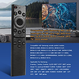 BN59-01385A Voice Replacement Remote Control for Samsung Smart Tvs 4k 8K Ultra HD Neo QLED The Frame and Crystal UHD Series 2021-2023 Models, Rechargeable Solar Cell and USB Type-C